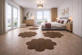 Vopi, Kusový koberec Eton hnědý květina, 120x120 kytka, hnědá, ložnice
