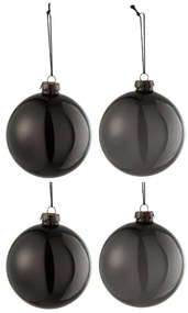OnaDnes -20% Set čtyř černých skleněných vánočních ozdob J-Line Hole 10 cm