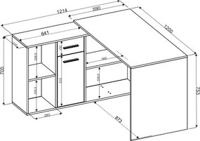 ADRK Furniture Rohový stůl ELISEO