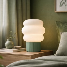 Japandi stolní lampa zelená s opálovým sklem 18cm - Kumo