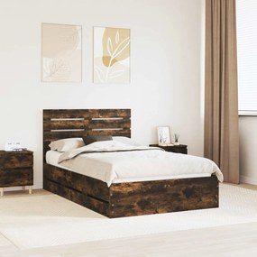 Rám postele s čelo Kouřový dub 135 x 190 cm Inženýrské dřevo 3411512