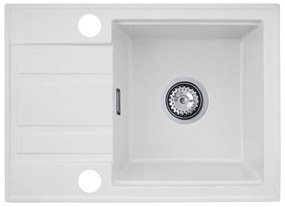 Gamma Modern 6040, 1-komorový granitový dřez 580x420x185 mm s krátkým odkapávačem, bílá, GMA-ZM-6040-WH