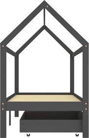 Rám dětské postele se zásuvkami tmavě šedý borovice 90 x 200 cm 322144
