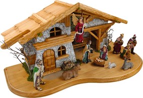 AMADEA Dřevěný osvětlený betlém s figurkami 67 cm