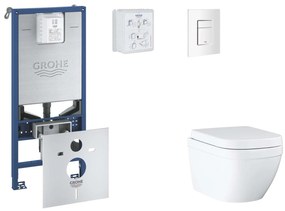Grohe Rapid SLX - Set předstěnové instalace, klozetu, sedátka SoftClose a tlačítka Skate Cosmopolitan, Triple Vortex, alpská bílá SANI11BB3105