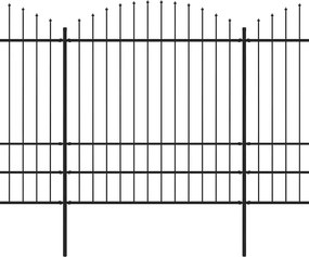 Zahradní plot s kopím nahoře ocelový 1506 x 200 cm černý 277756