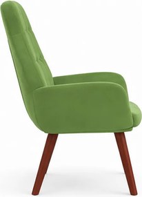 relaxační křeslo, odpočinkové, dřevo/kov/textil, 96x69x78 cm, nohy tmavé/světle zelená, Dekorino KR20260048