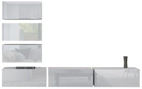 Obývací stěna BOX 4, bílá/bílá lesk