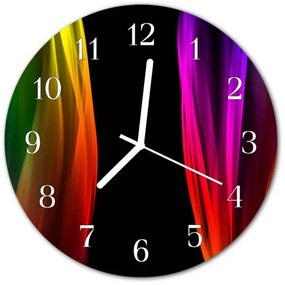 Nástěnné hodiny obrazové na skle - Abstrakt barevná duha