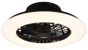 TRIO R62522132 STRALSUND stropní svítidlo s ventilátorem LED D500mm 30W/2200lm 3000-6500K matná černá, stmívatelné, dálkový ovladač, starlight efekt Ventilátory