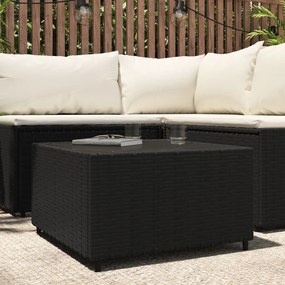 Zahradní konferenční stolek čtverec černý 50x50x30 cm polyratan - Default Title