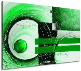 Gario Ručně malovaný obraz Zelené tvary Rozměry: 120 x 80 cm