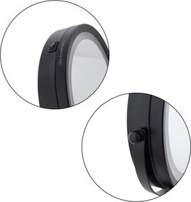 Erga Kimi, zvětšovací kosmetické zrcadlo s LED podsvícením 210x320 mm, černá matná, ERG-YKA-CH.KIMI-BLK