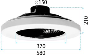 Toolight Toolight, LED stropní svítidlo s ventilátorem APP1552-C, černá-bílá, OSW-05181