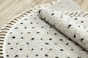 Dywany Łuszczów, Kusový koberec Berber Syla B752 dots cream kruh, 120x120 (průměr) kruh, bílá, chodba / předsíň