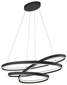 Černé LED závěsné svítidlo s hlasovým ovládáním/s ovládáním pomocí mobilní aplikace s kovovým stínidlem Ciola – CINQUE