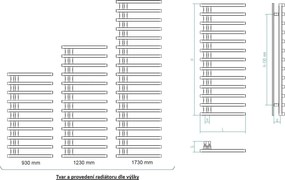 Hopa Darvel koupelnový radiátor 500 x 1230 mm středové připojení černá RADDAV501231