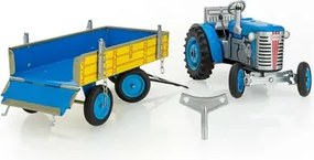KOVAP Traktor Zetor s valníkem modrý / Kov / Na klíček / Měřítko 1:25