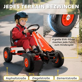 AIYAPLAY Dětská šlapací motokára, výškově nastavitelné sedadlo, kola EVA, brzda, spojka, 3-8 let, červená barva