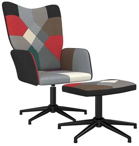 Relaxační křeslo se stoličkou patchwork textil 328200