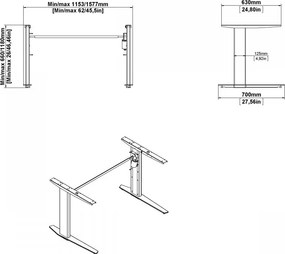 FN Výškově nastavitelné nohy stolu Office 448 silver grey