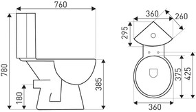 Rohové WC kombi NV-Corner KR 61 ZO se zadním odpadem a SoftClose sedátkem