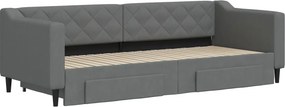 Válenda s přistýlkou a zásuvkami tmavě šedá 80 x 200 cm textil 3197458