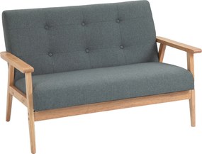 HOMCOM Dvoumístná pohovka Loveseat 2-místná s čalouněním kompaktní design v kombinaci lnu a kaučukovníku šedá 115x66,5x73cm do obývacího pokoje | Aos…