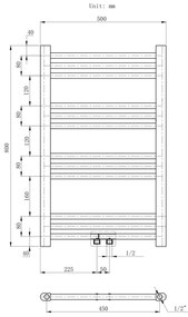 Erga Simple, topné těleso 800x500 mm, 235 W, černá, ERG-LAV-SIMP-8050-BK