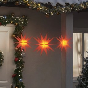 Svítící vánoční hvězdy s LED 3 ks skládací červené - Default Title