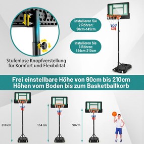 Costway Basketbalový stojan 90/158-210 cm výškově nastavitelný basketbalový koš