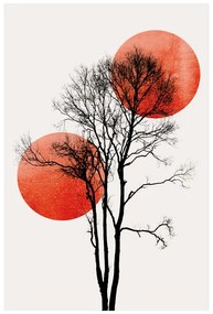 Plakát, Obraz - Kubistika - Sun and moon hiding, (40 x 60 cm)