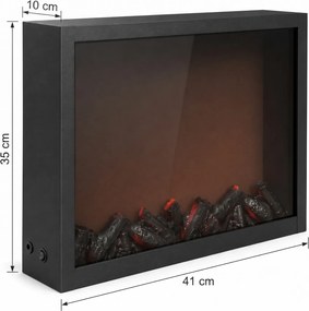 Dekorativní LED krb, kovový, 10 x 41 x 35 cm