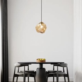 Lustr na lanku CRISTAL 1xE14/15W/230V mosaz/kouřová béžová