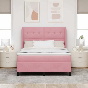 Postel s boxspringem s čelo Růžová 200 x 160 cm samet 3340939