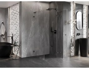 Mexen Lunar, L výklopný sprchový kout pravý 80 x 80 cm, 8mm čiré sklo, grafitový profil, 834L-080-080-95-00-P