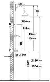 Sapho ANTEA sprchový sloup s termostatickou baterií, růžové zlato SET047