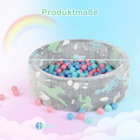 Costway Baby Ball Pit s odnímatelným krytem Svítí ve tmě Round Play Pool, šedá