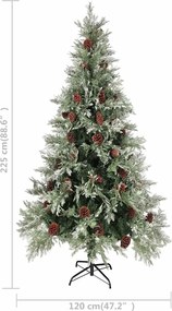 Vánoční stromek se šiškami zelenobílý 225 cm PVC a PE 340536