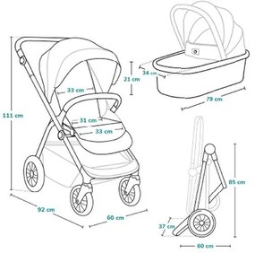 Lionelo - Kombinovaný kočárek 3v1 BIANKA Grey Stone