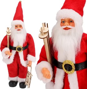 Vánoční dekorace Santa Claus se sáňkami a lyžemi červená 30 cm