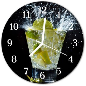 Nástenné skleněné hodiny koktejl fi 30 cm