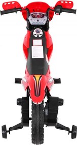 Ramiz Dětská motorka Cross na baterie červená + pomocná kolečka + LED zvuky