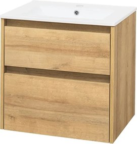Mereo Mereo, Opto, koupelnová skříňka s keramickým umyvadlem 61 cm, bílá, dub, bílá/dub, černá, CN920