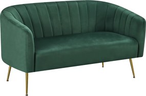 Designový 2-sed, tmavě zelená Velvet látka/gold chrom-zlatý, BAGY