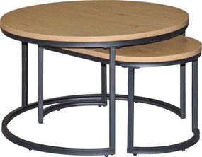 XXXLutz SADA KONFERENČNÍCH STOLKŮ, černá, divoký dub, kov, kompozitní dřevo, 70/70/42 cm MID.YOU - Konferenční stolky - 001277000301