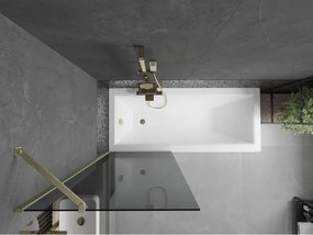Mexen Next, 1-křídlová vanová zástěna 70 x 150 cm, 6mm šedé sklo, zlatá matná, 895-070-000-00-40-55