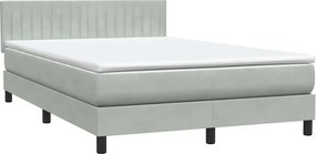 Box spring postel s matrací a LED světle šedá 160x210 cm samet 3317079