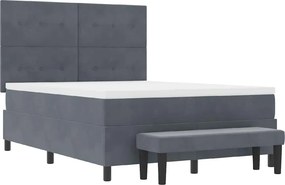Postel s boxspringem s čelo Tmavě šedá 200 x 140 cm samet 3344517