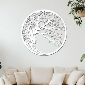 dřevo života Dřevěný strom VĚDOMÍ na zeď Zvolte rozměr (cm): 80x80, Zvolte barvu dekoru: Bílá